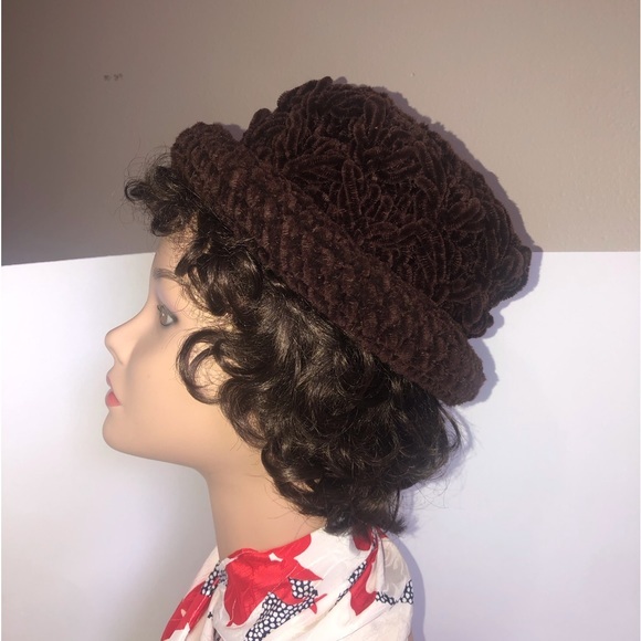 Handmade | Accessories | Vintage Brown Chenille Handmade Roller Hat ...